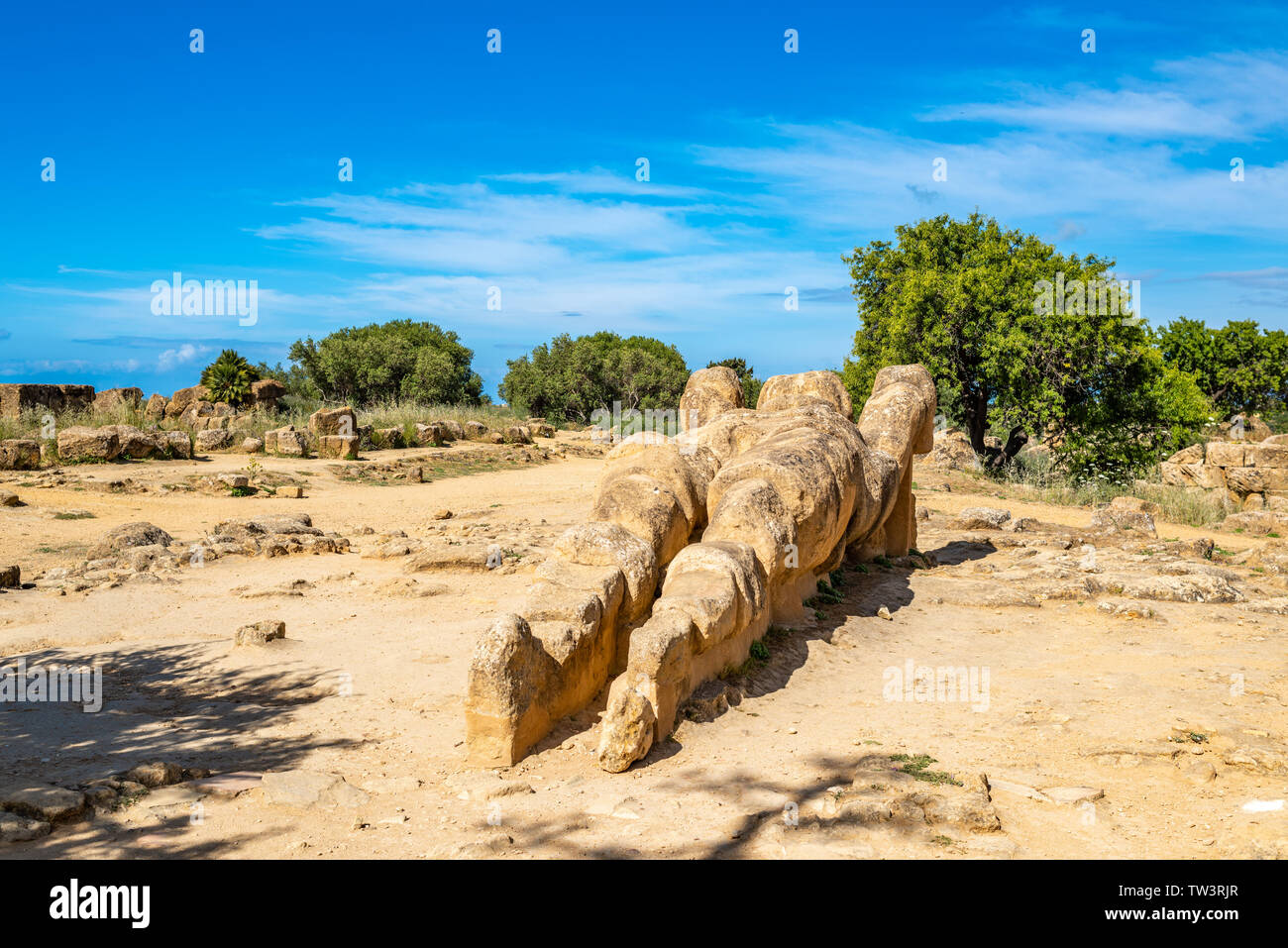 Statue of Atlas in the Temple of Olympian Zeus, Agrigento, Sicily ...