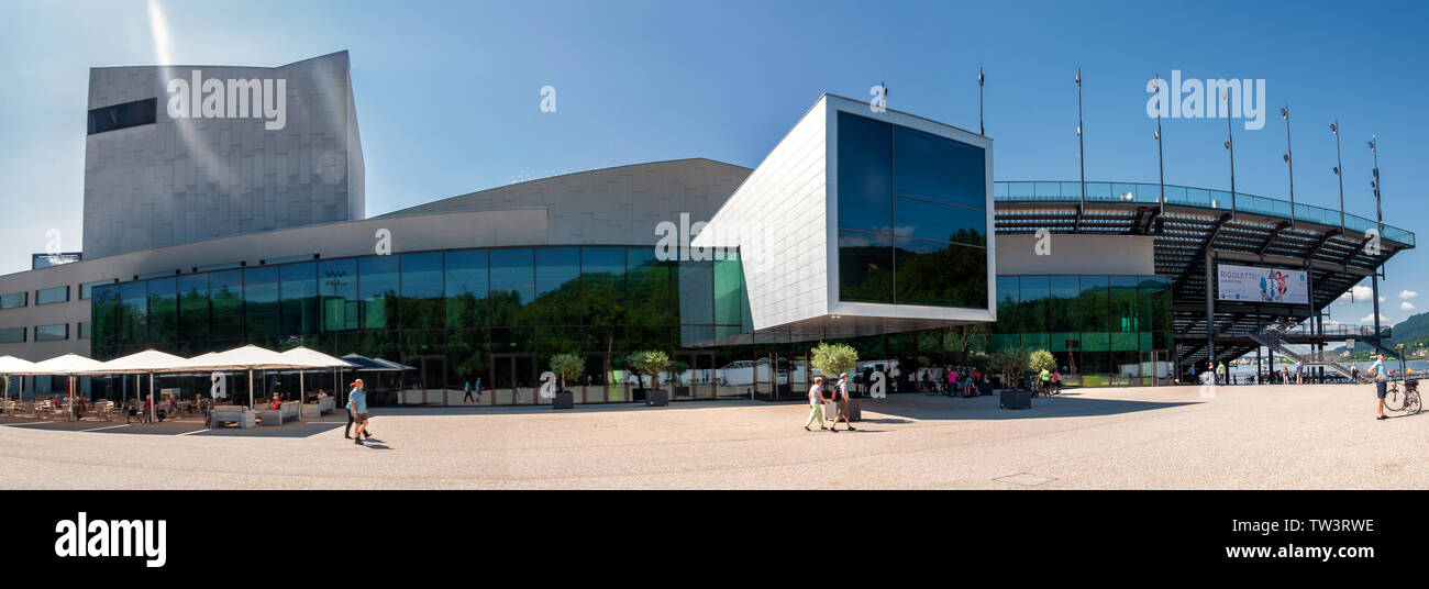 Panoramic view of the Bregenz Opera House, Austria. Bregenz Opera is ...
