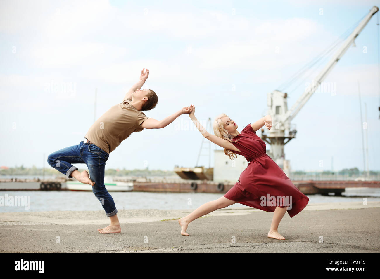 Passionate couple dancing outdoors Stock Photo - Alamy