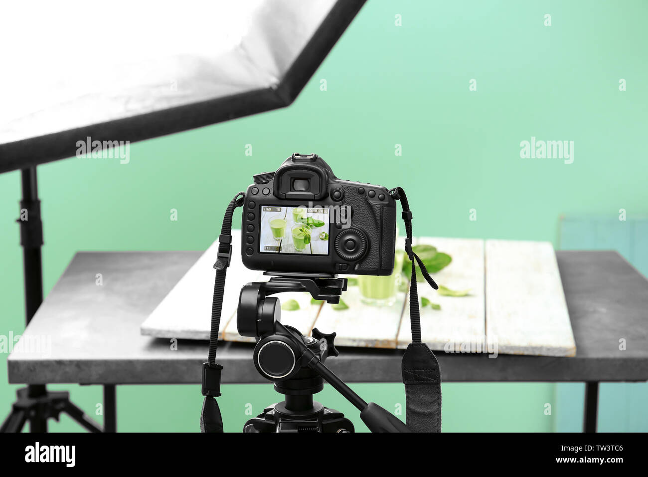Photo of juice on camera display while shooting Stock Photo - Alamy