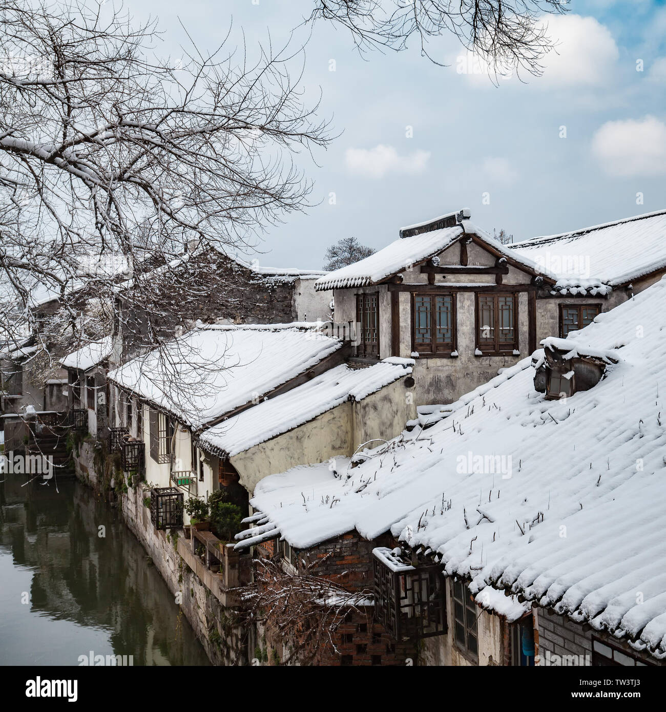 The ancient town after the snow in Shanghai Stock Photo - Alamy