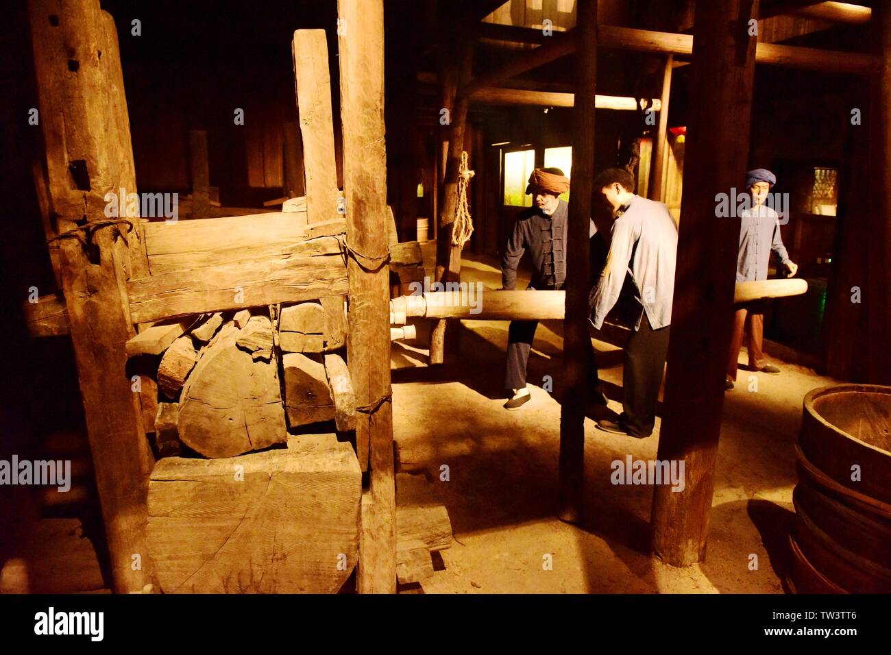 The ancient method of extracting oil Stock Photo - Alamy