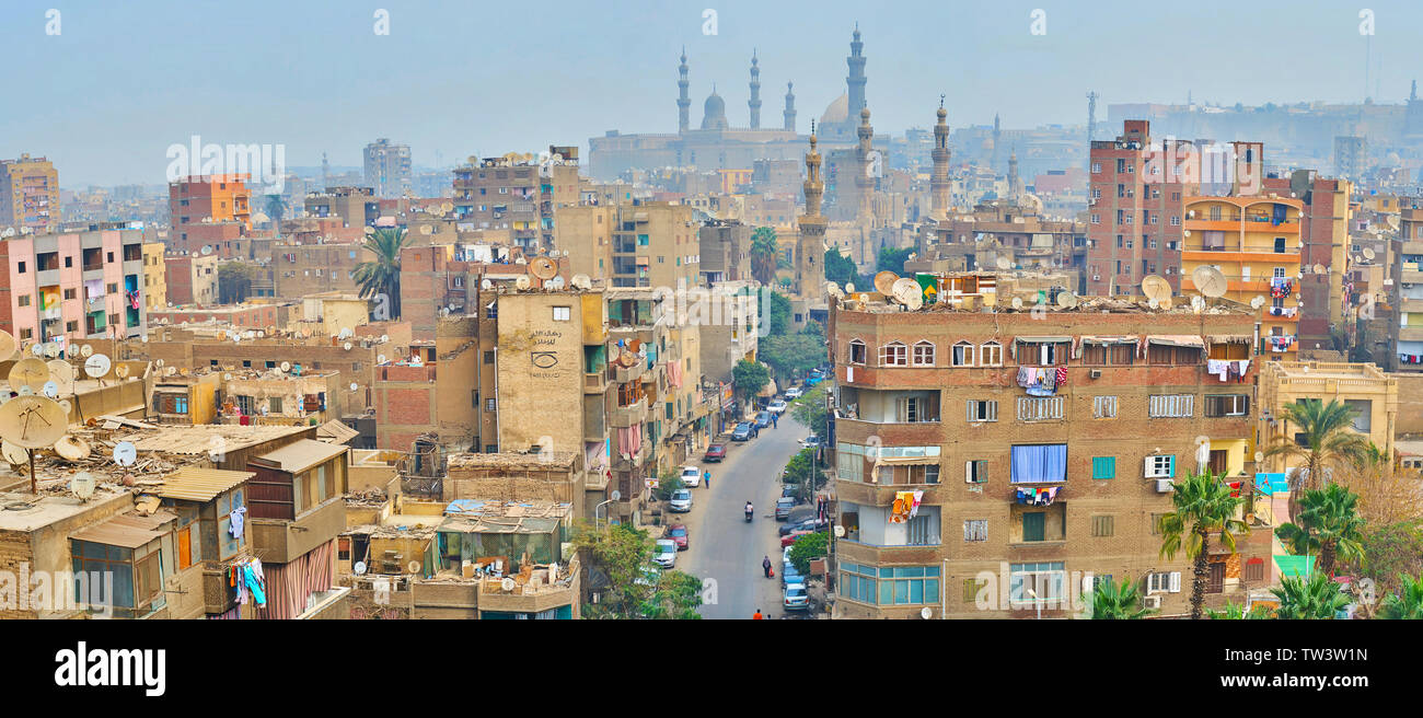 CAIRO, EGYPT - DECEMBER 22, 2017: Panorama of Al Sayeda Zeinab district ...