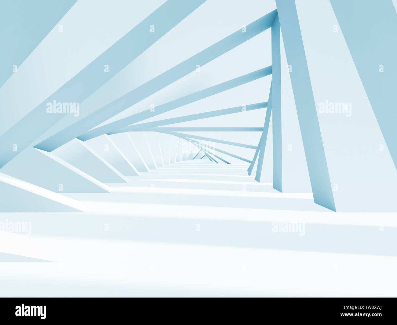 Abstract blue white geometric tunnel background. 3d render illustration Stock Photo - Alamy