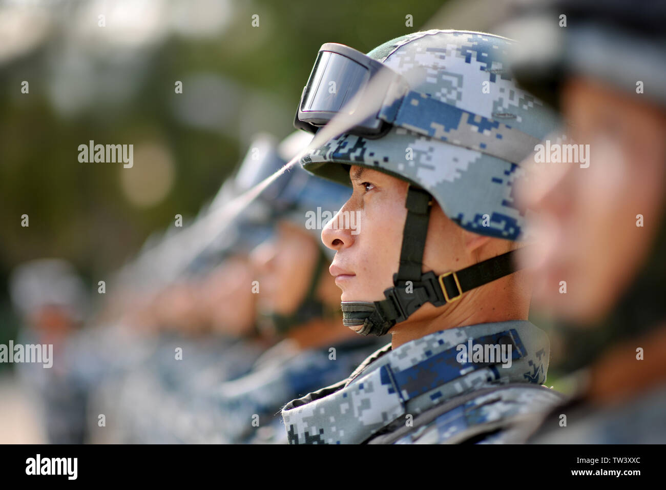 Soldiers in military parade training Stock Photo - Alamy