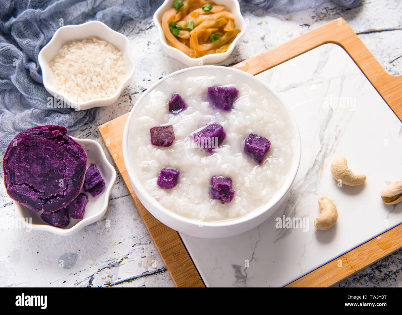 Rice purple potato porridge Stock Photo - Alamy