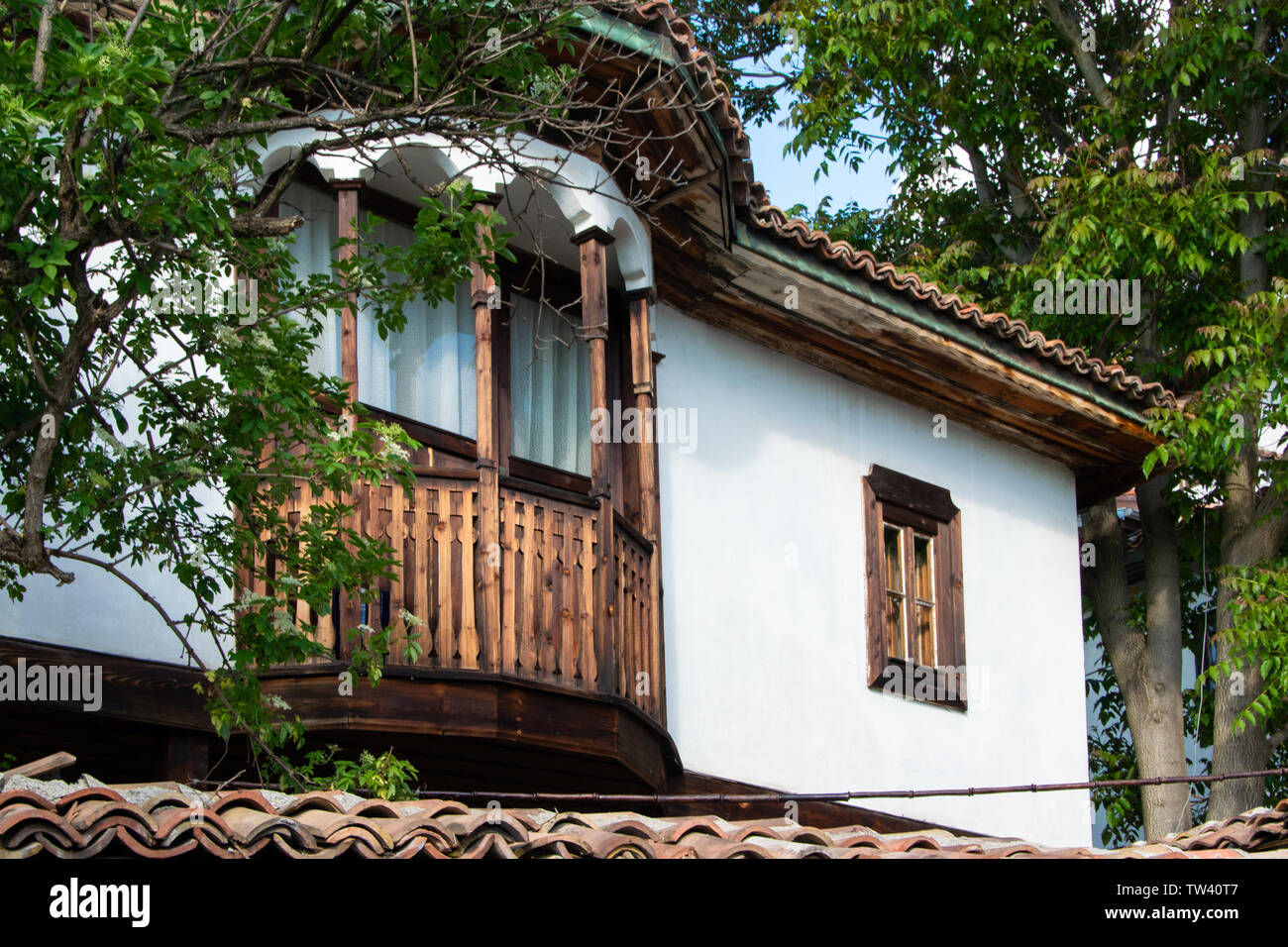 Historic traditional Bulgarian house, Architecture medieval Balkan home ...