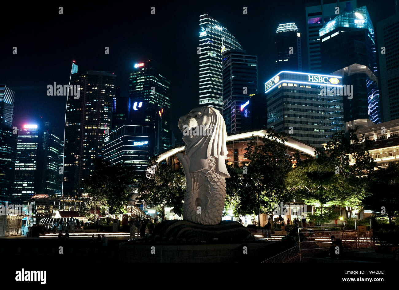 Merlion In Singapore Mouth Singapore High Resolution Stock Photography ...