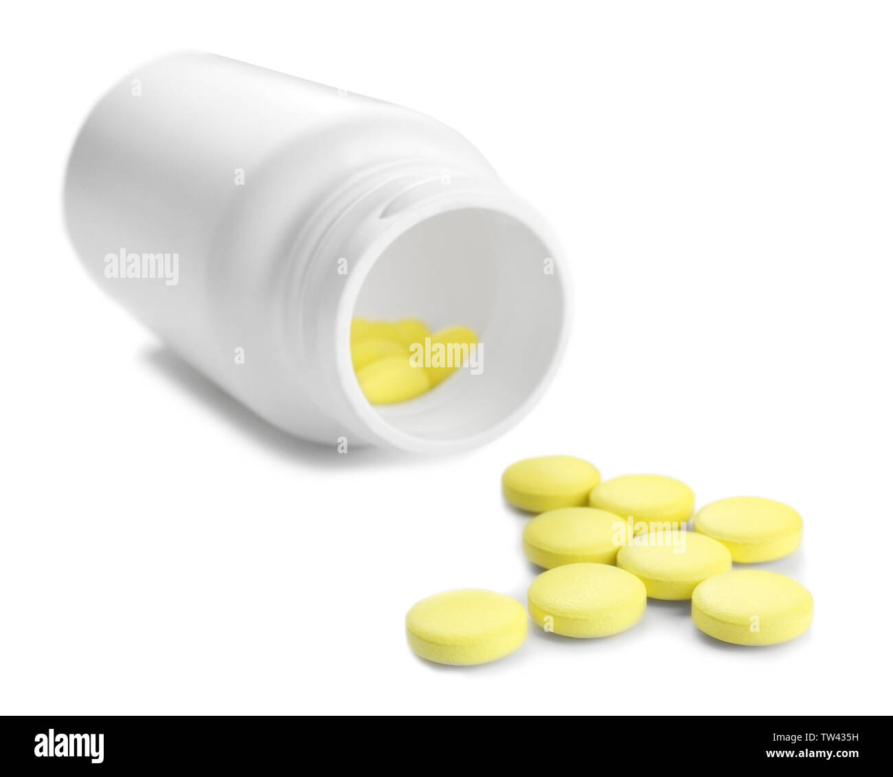 Health care concept. Pills and jar on white background Stock Photo - Alamy