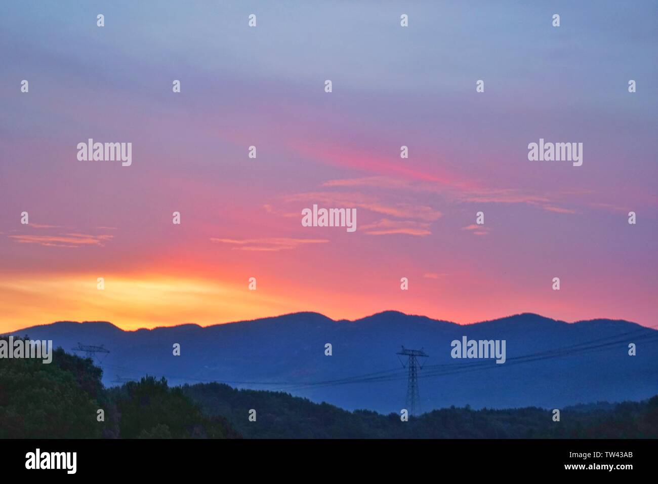 The sunset and sunset in my hometown Stock Photo - Alamy