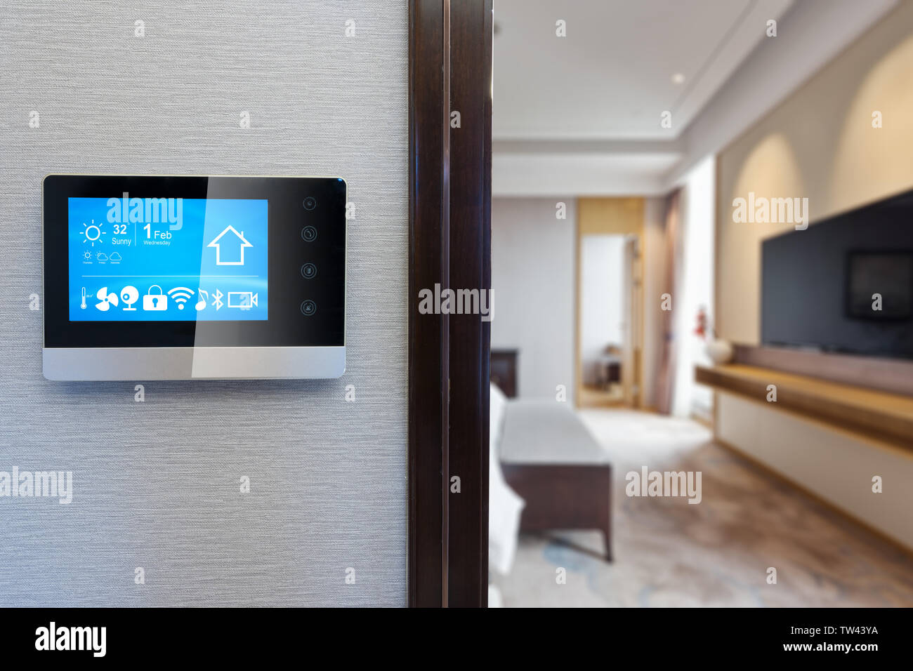 digitalscreen in smart home Stock Photo - Alamy