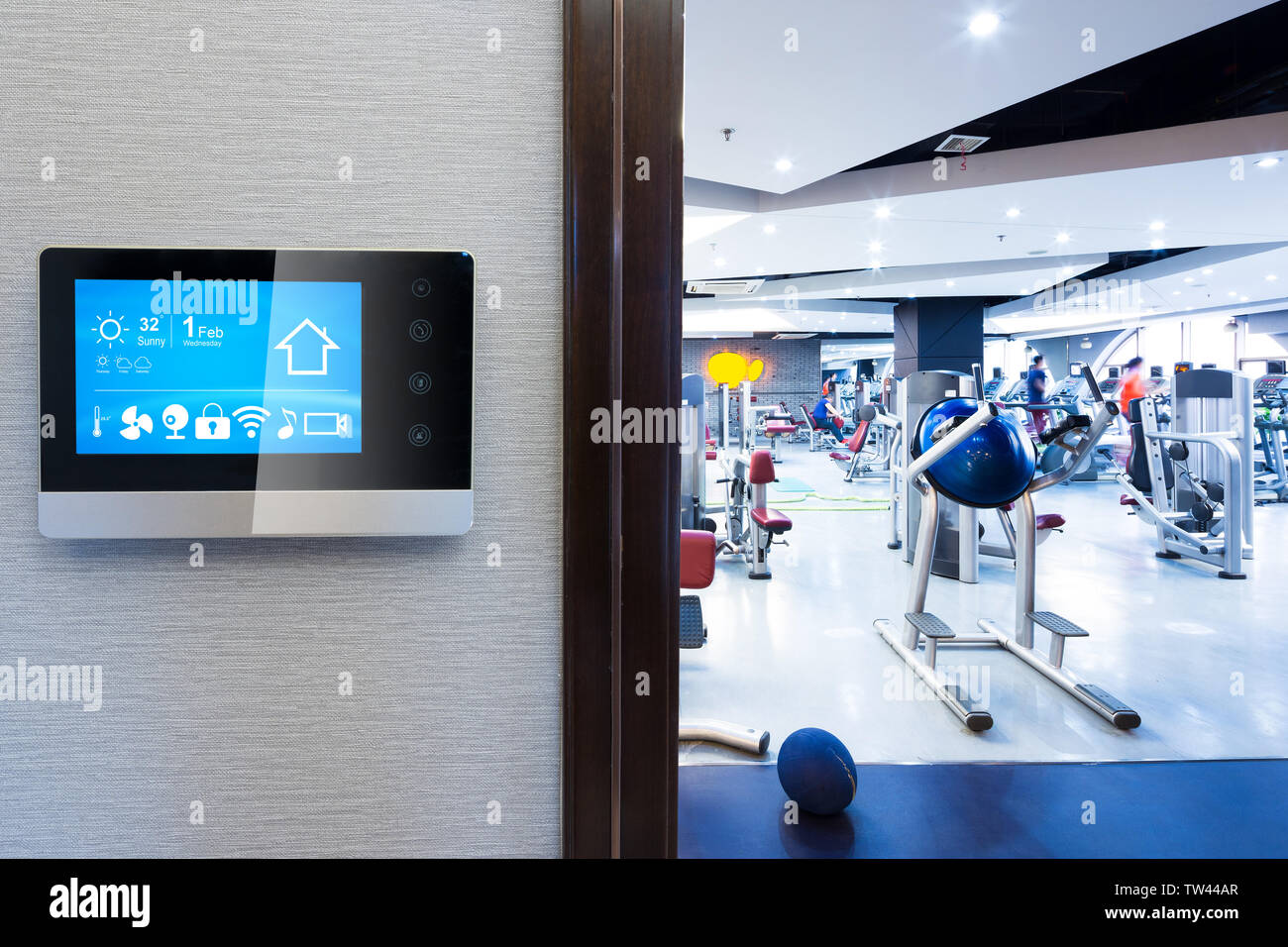 smart screen with smart home with modern gym Stock Photo - Alamy