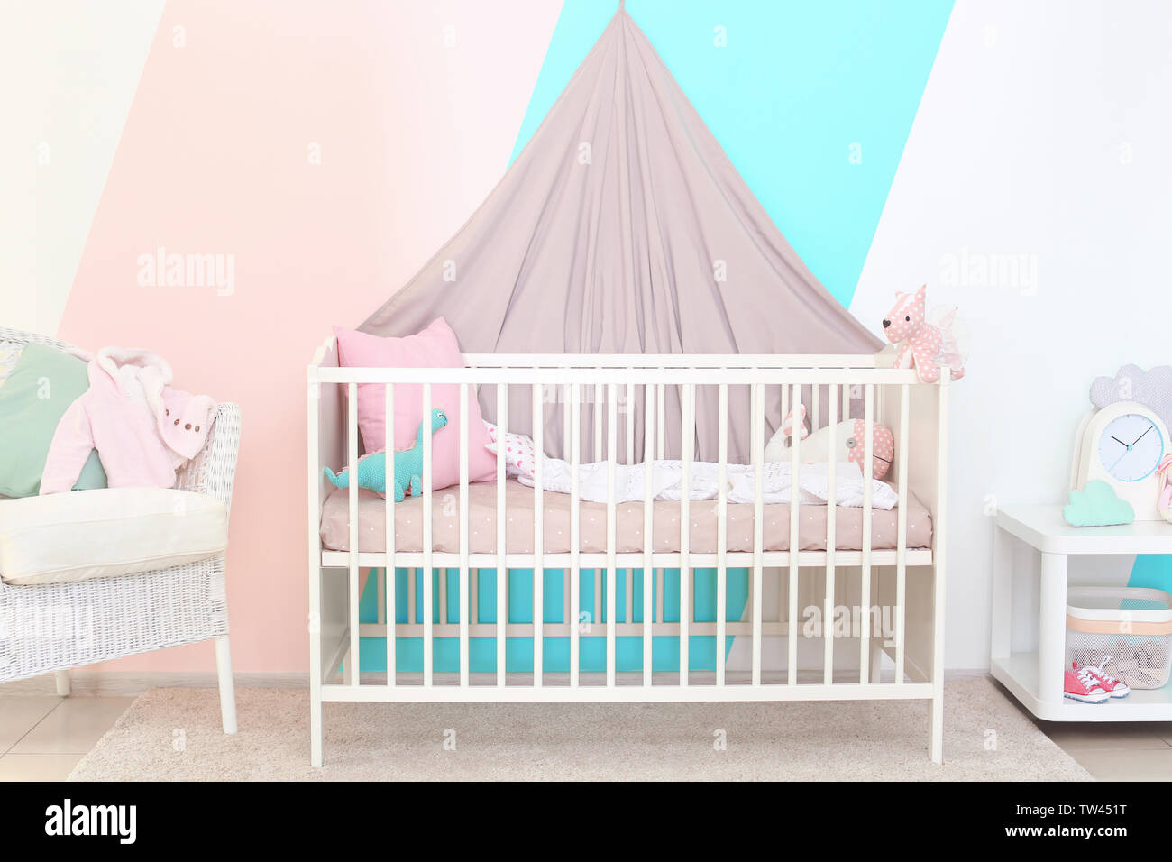 Modern interior design of baby room with crib Stock Photo - Alamy