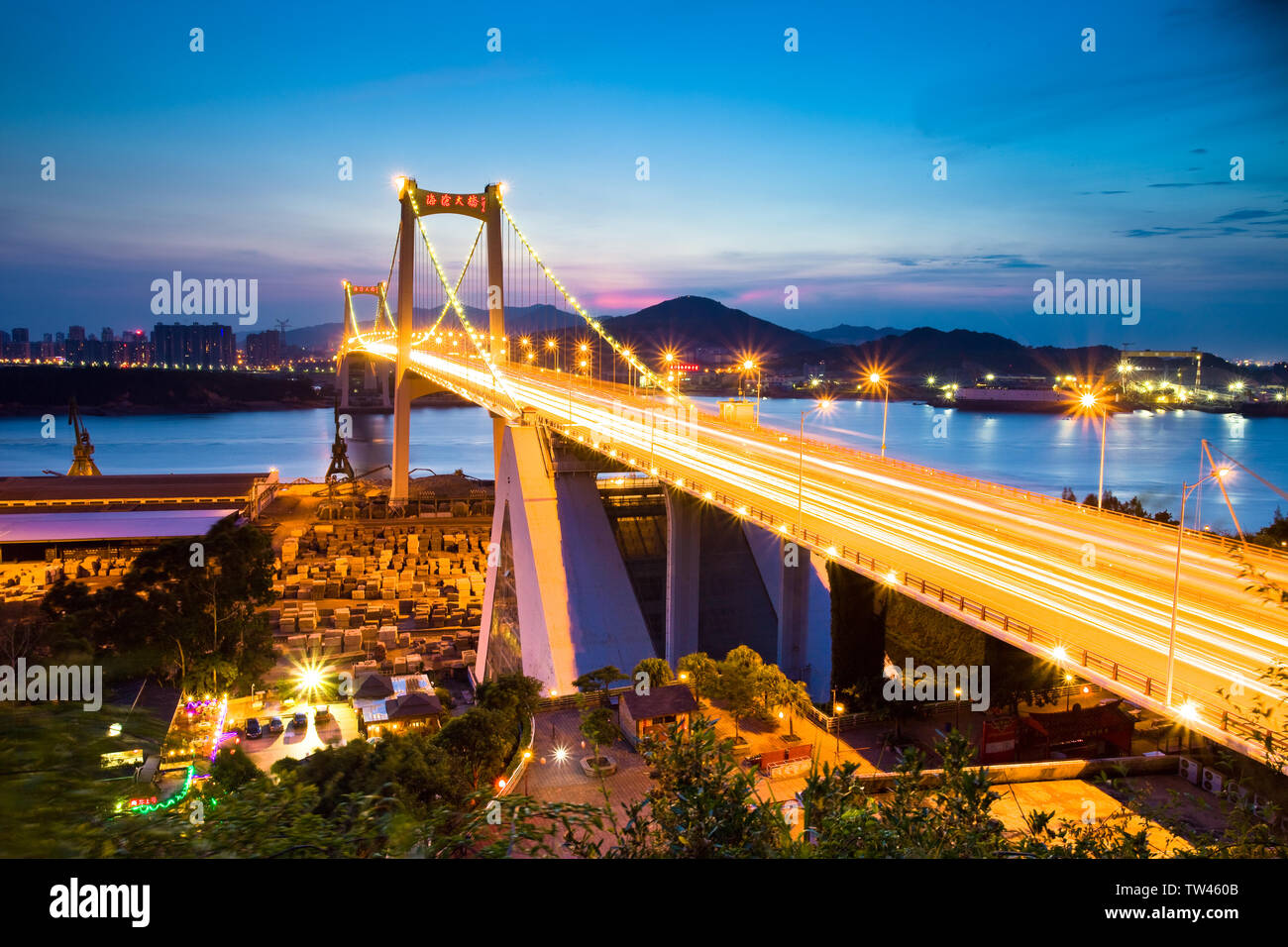 Bridge at night Stock Photo - Alamy