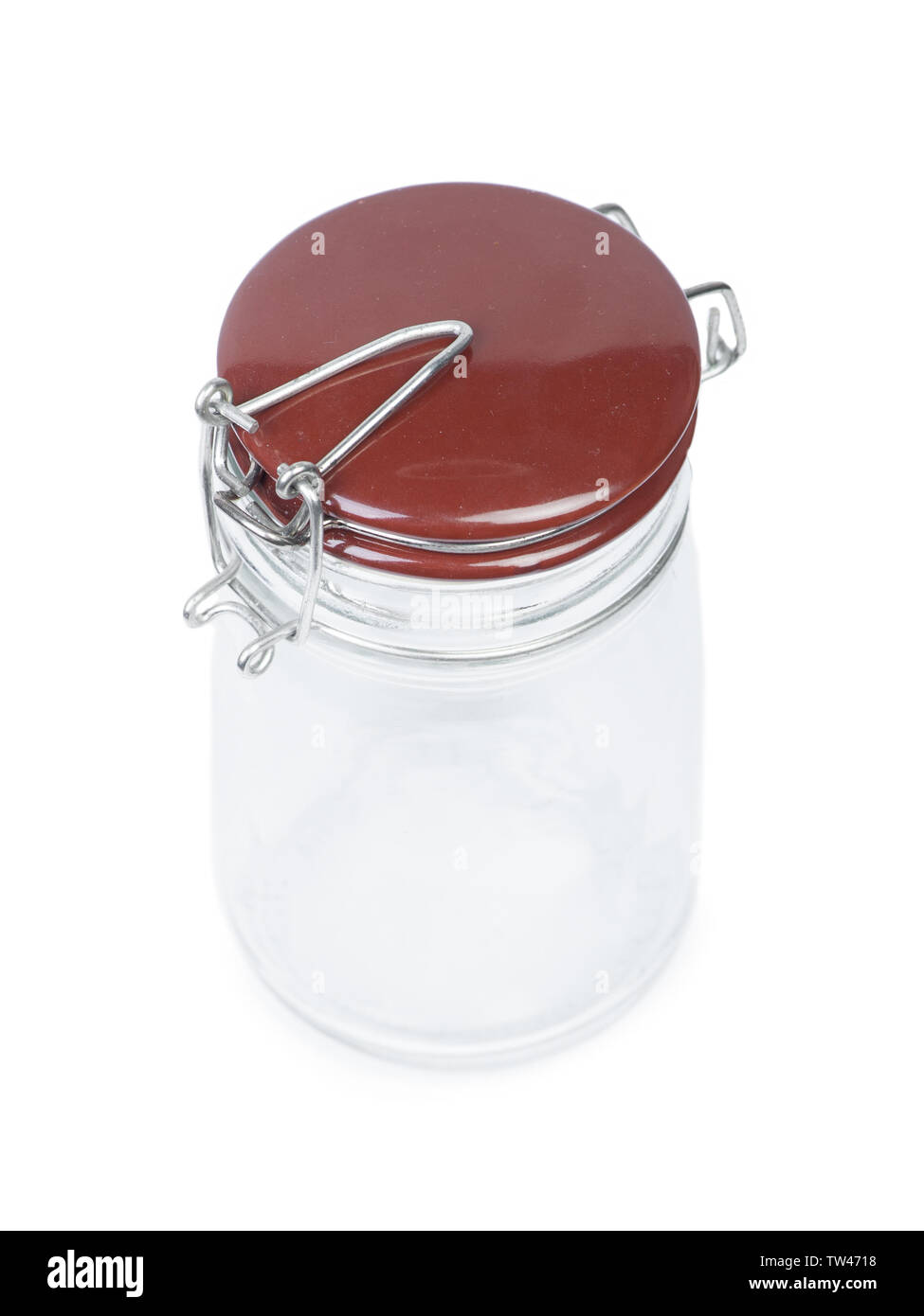 Empty glass jar with lid isolated on white Stock Photo - Alamy