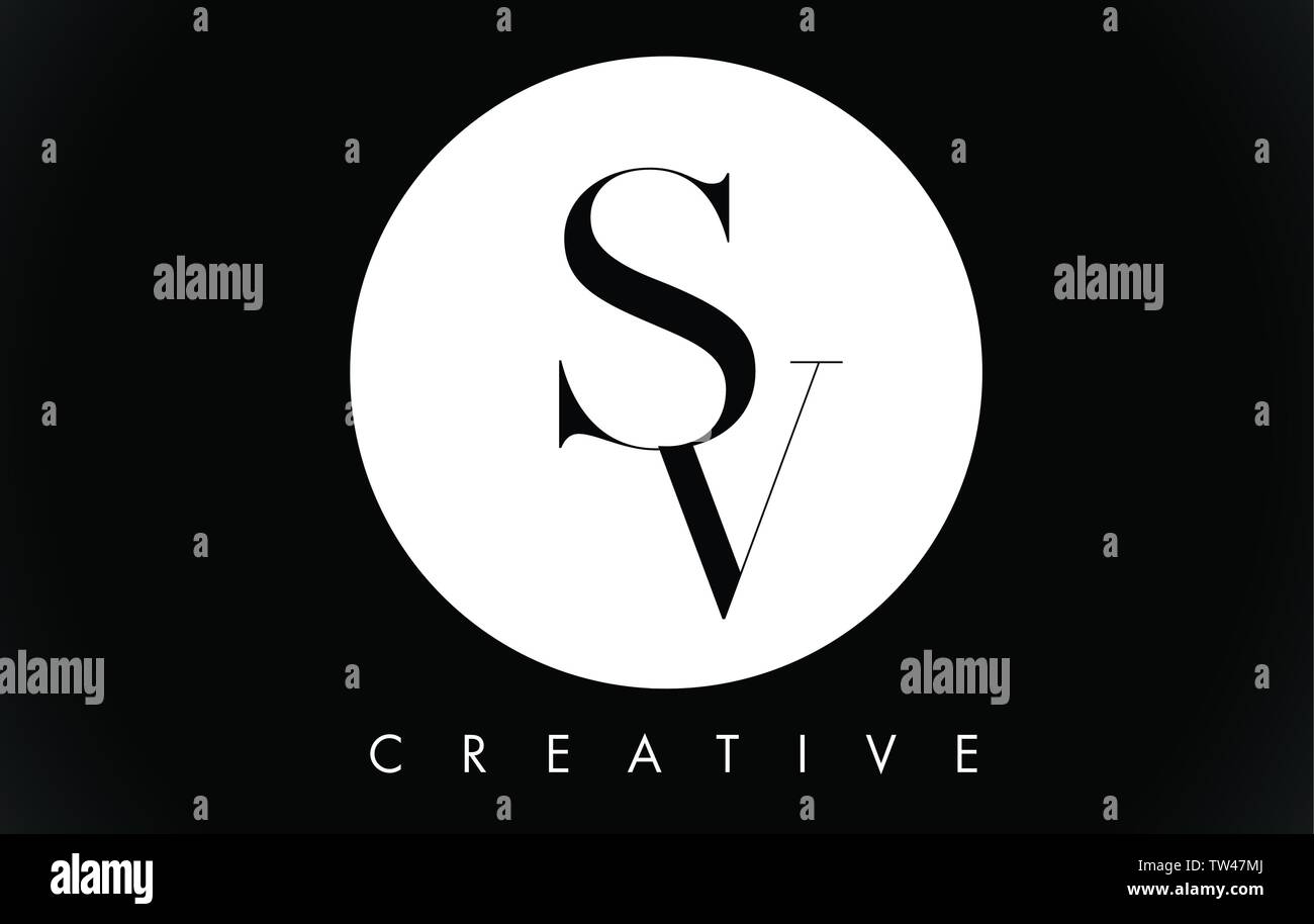 SV Letter Design Logo with Black and White Colors Trendy Vector ...