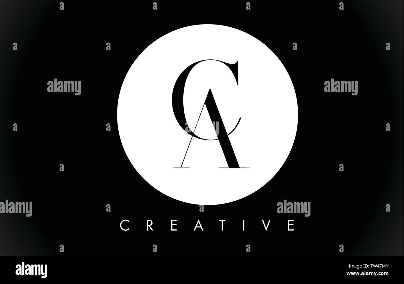 CA Letter Design Logo with Black and White Colors Trendy Vector ...