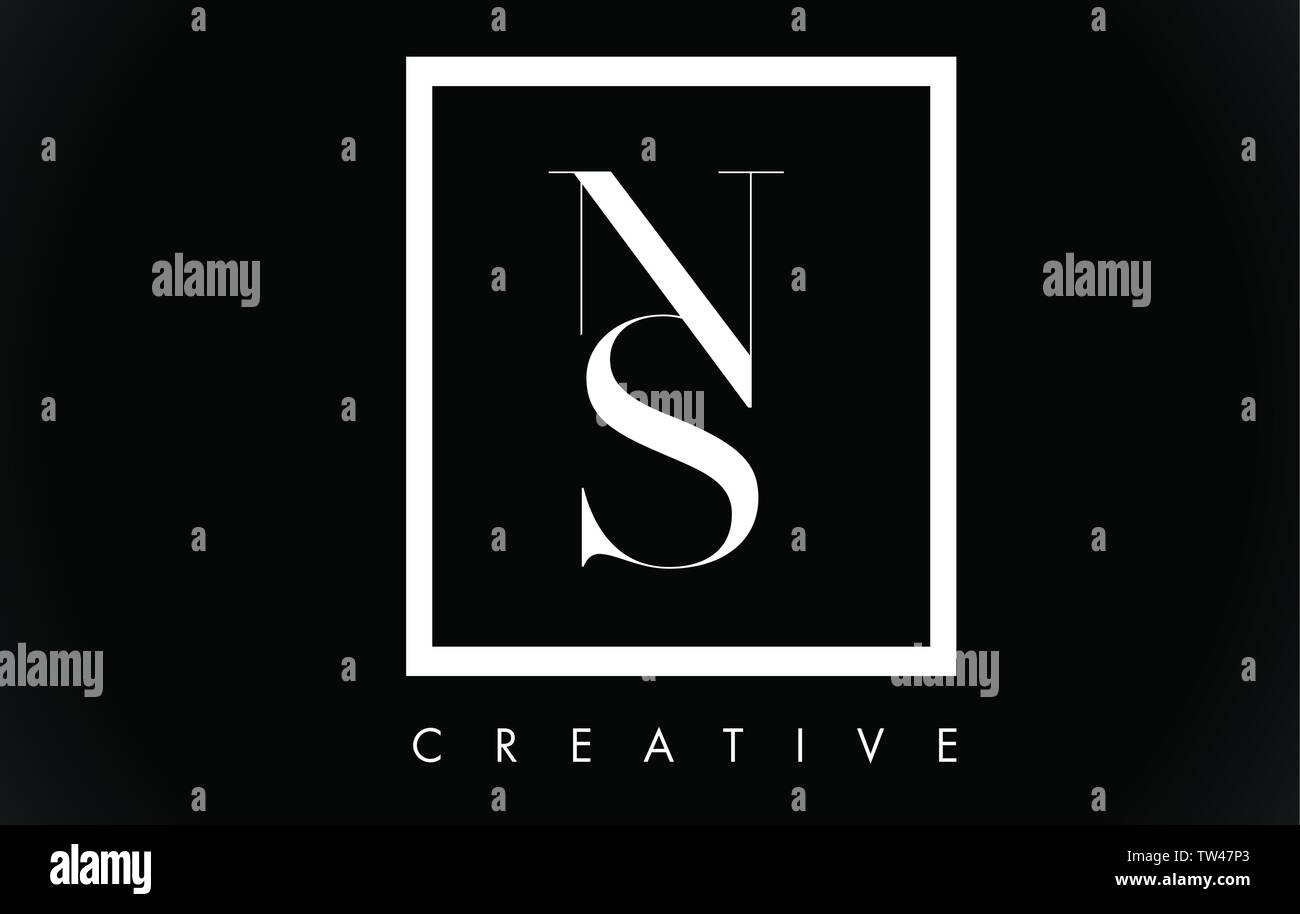 NS Letter Design Logo with Black and White Colors Trendy Vector ...
