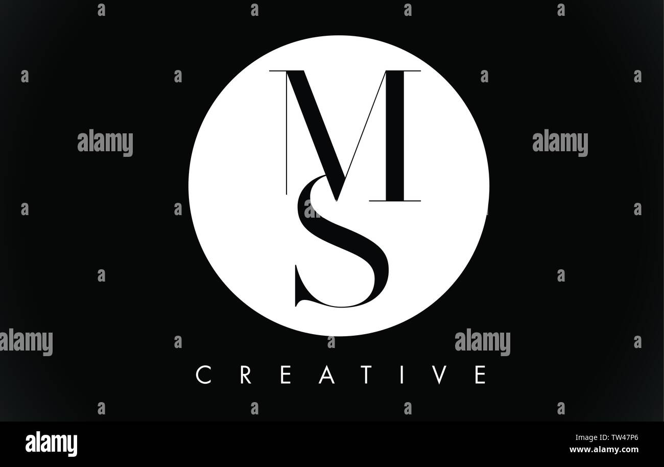 MS Letter Design Logo with Black and White Colors Trendy Vector ...
