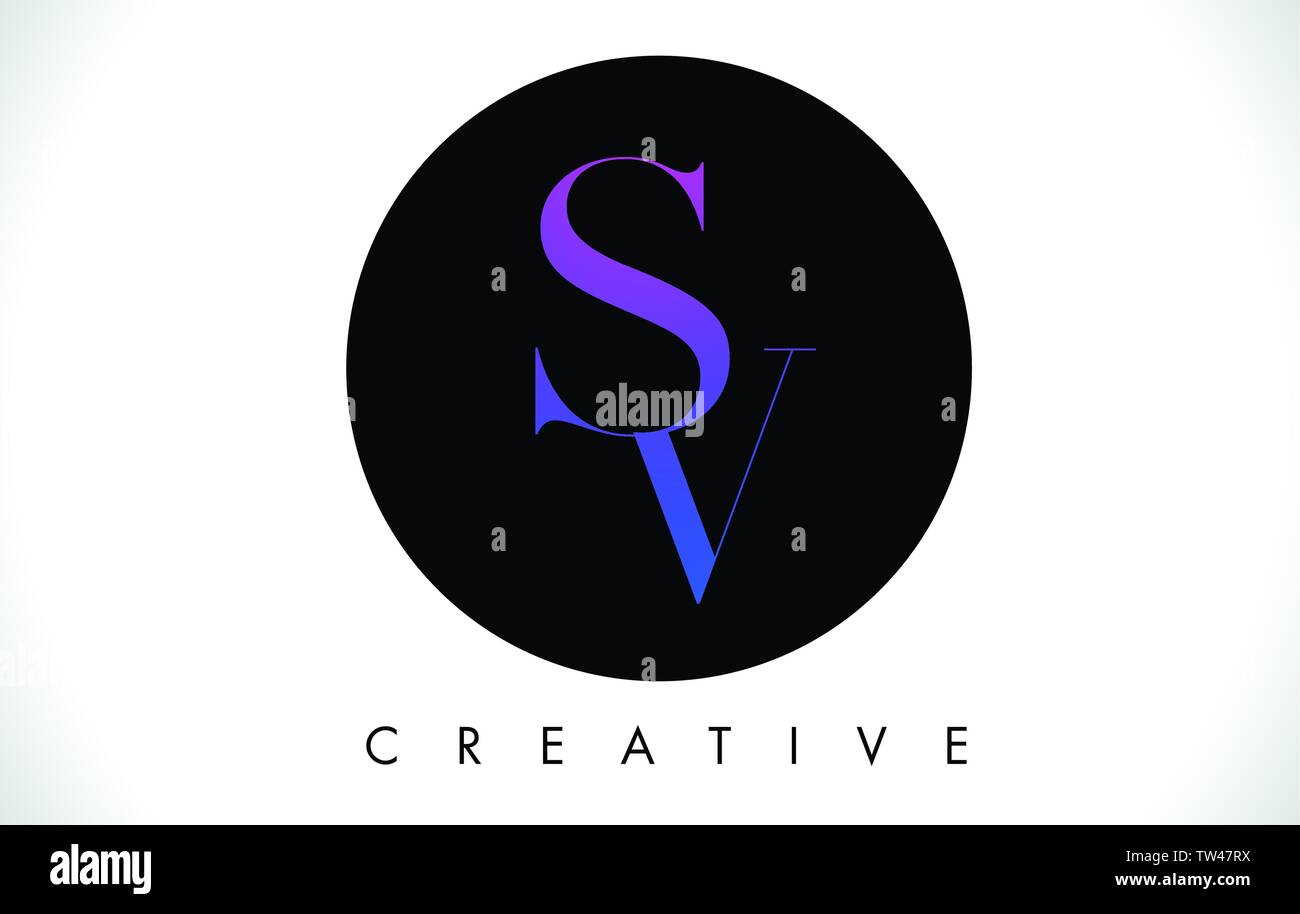 SV Letter Design Logo with Black and White Colors Trendy Vector ...