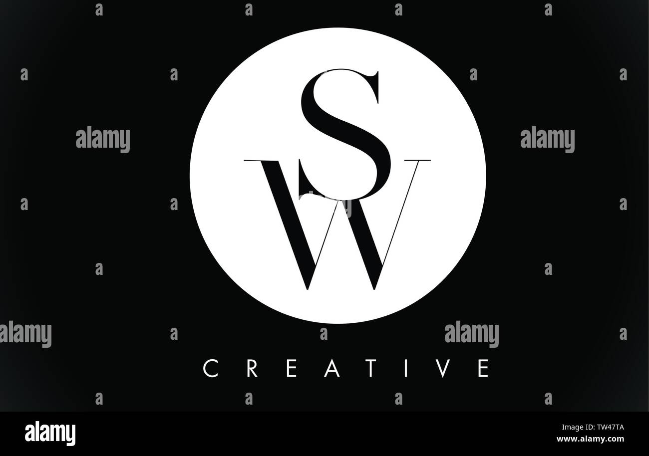 SW Letter Design Logo with Black and White Colors Trendy Vector ...