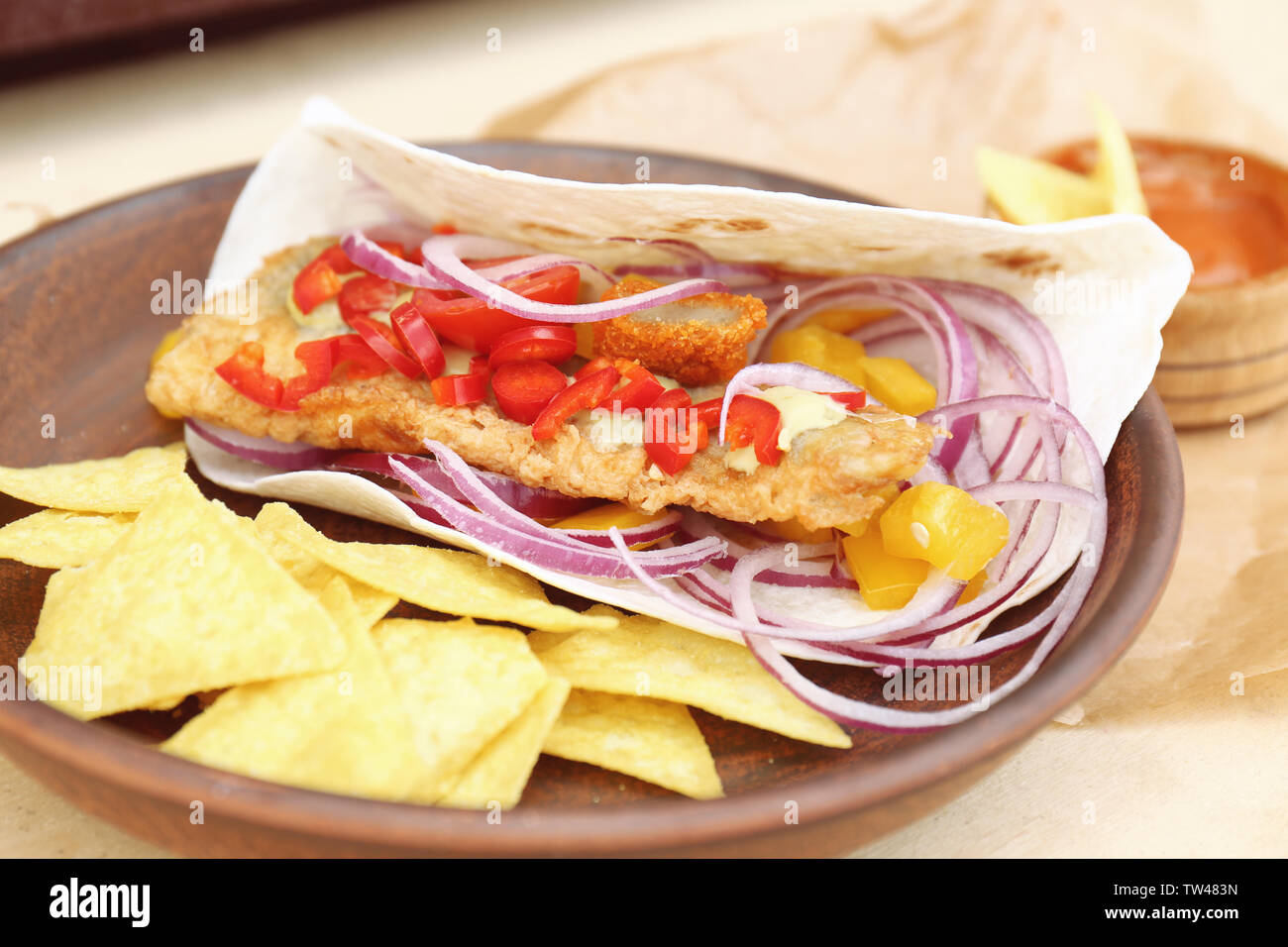 Closeup view plate nachos hi-res stock photography and images - Alamy