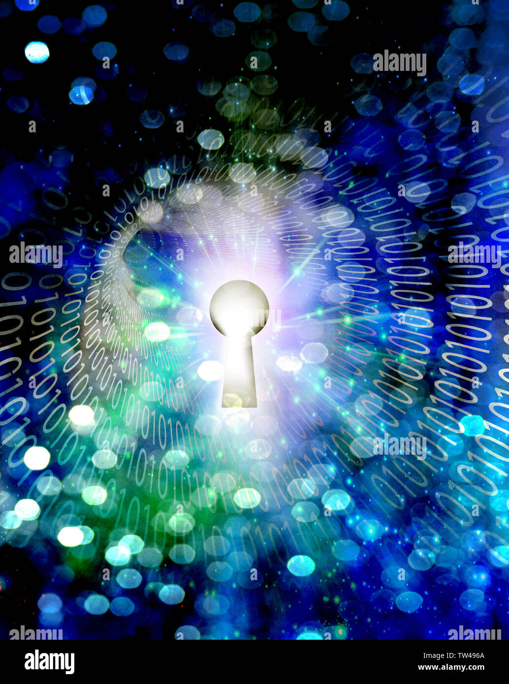 Modern art. Keyhole and binary code on a background Stock Photo - Alamy