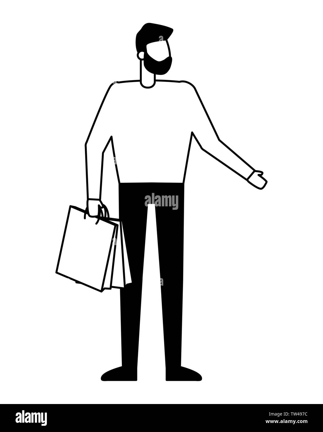 man holding shopping bag on white background Stock Vector Image & Art ...