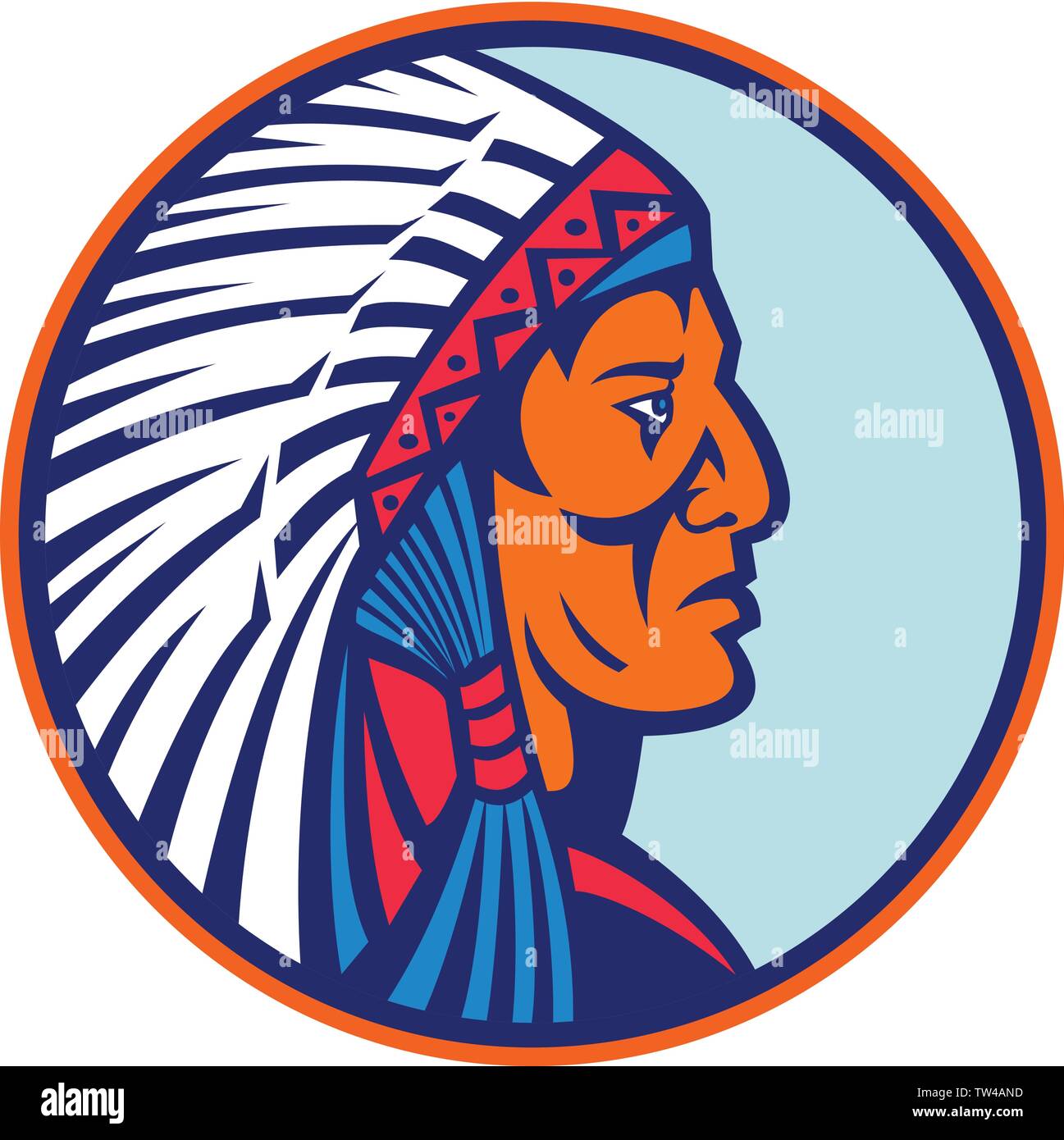 Mascot icon illustration of head of a Cheyenne brave, chief or warrior ...
