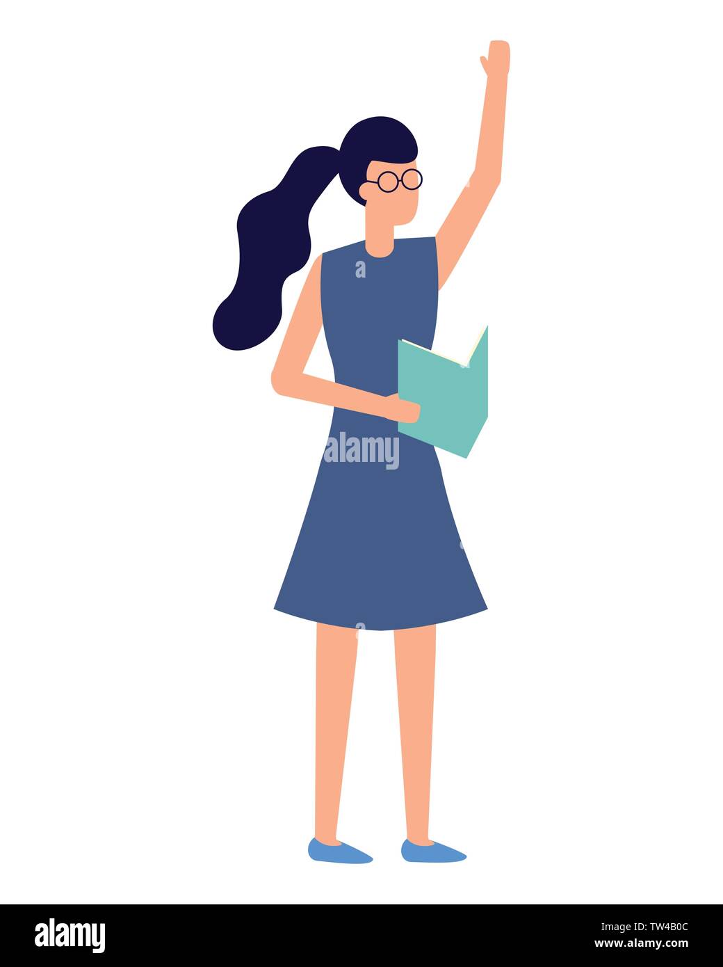 woman with document waving hand Stock Vector Image & Art - Alamy