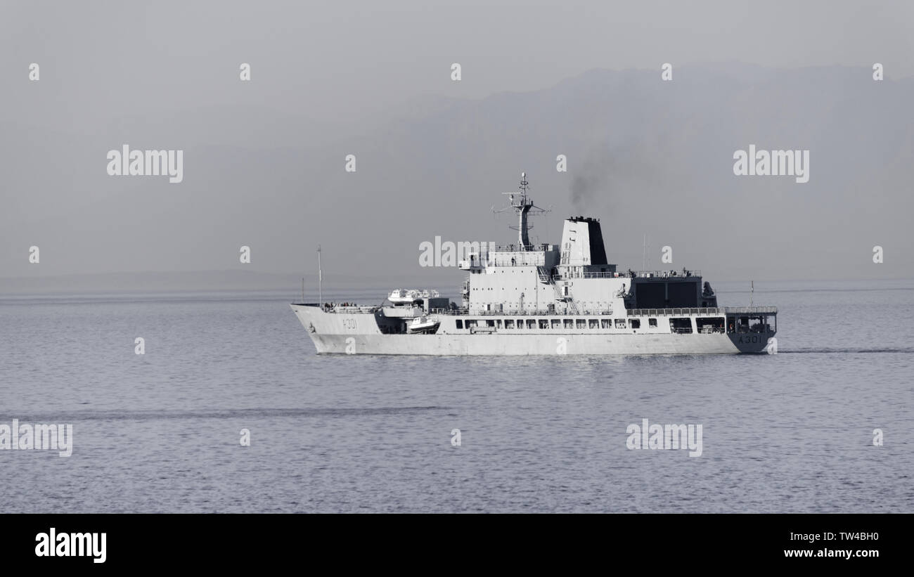 The SAS Drakensberg fleet replenishment ship departs from the Simons ...