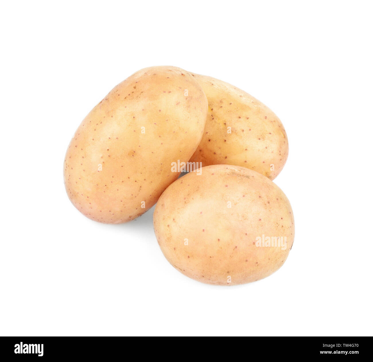 Raw unpeeled potatoes on white background Stock Photo - Alamy