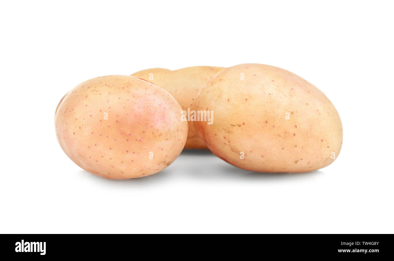 Raw unpeeled potatoes on white background Stock Photo - Alamy