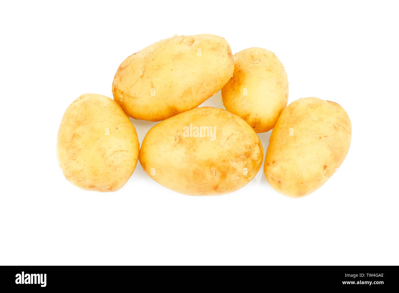 Raw unpeeled potatoes on white background Stock Photo - Alamy