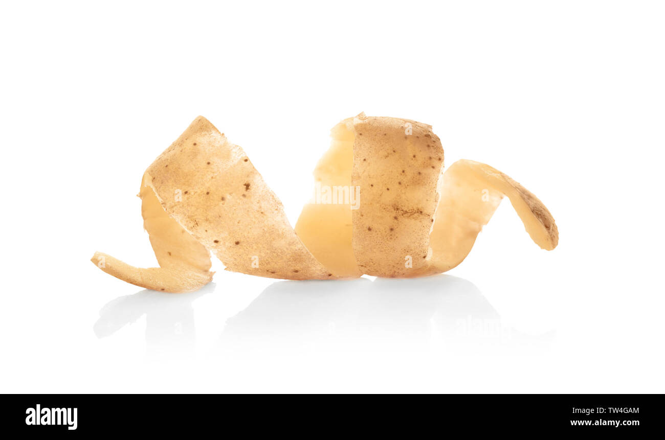 Potato skin isolated on white Stock Photo - Alamy