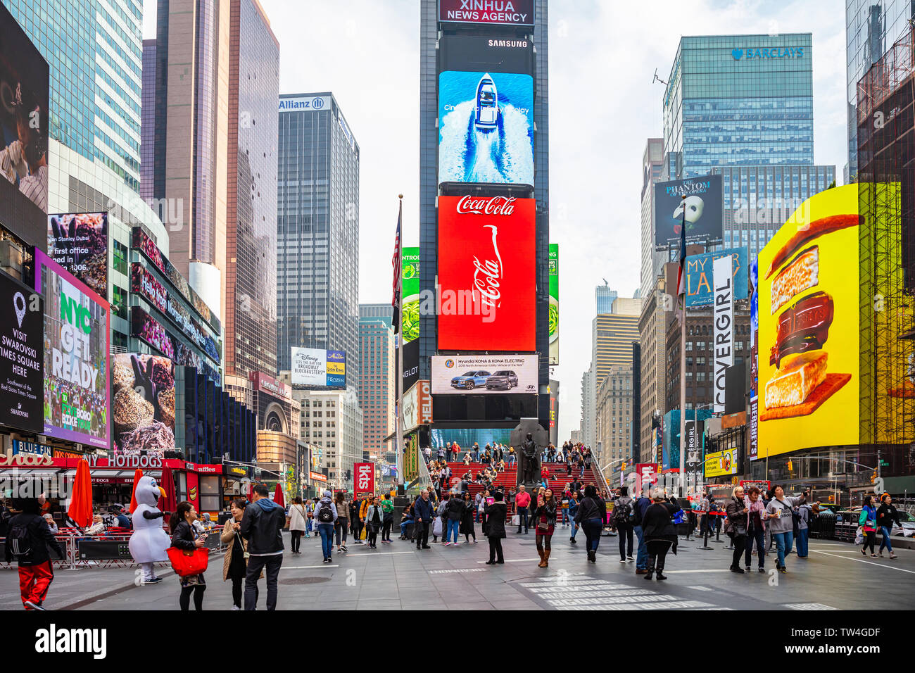USA, New York, Times Square. May 2, 2019. High modern buildings ...