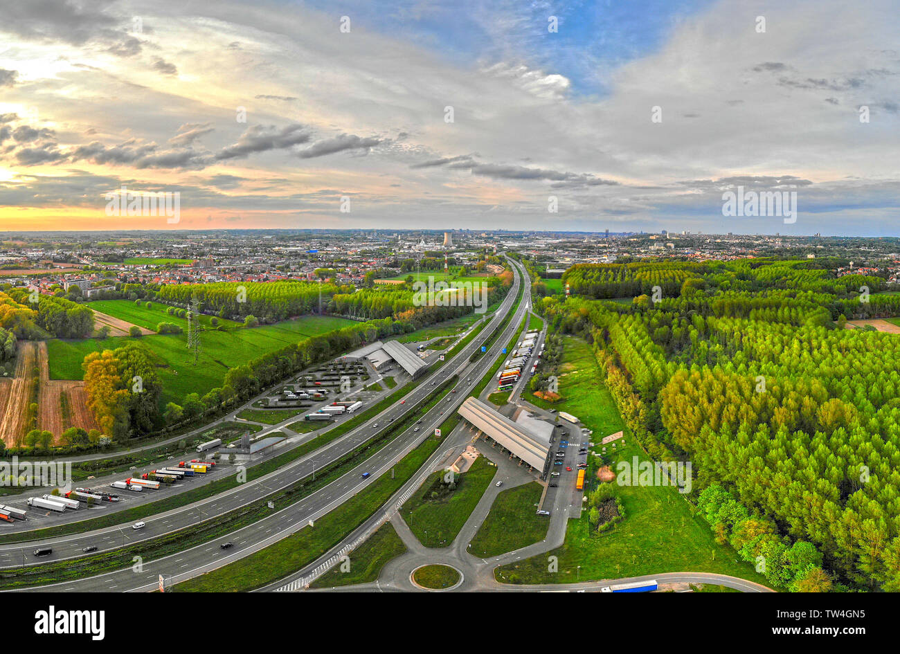 Overlooking the forests and fields outside the Belgian capital Brussels ...