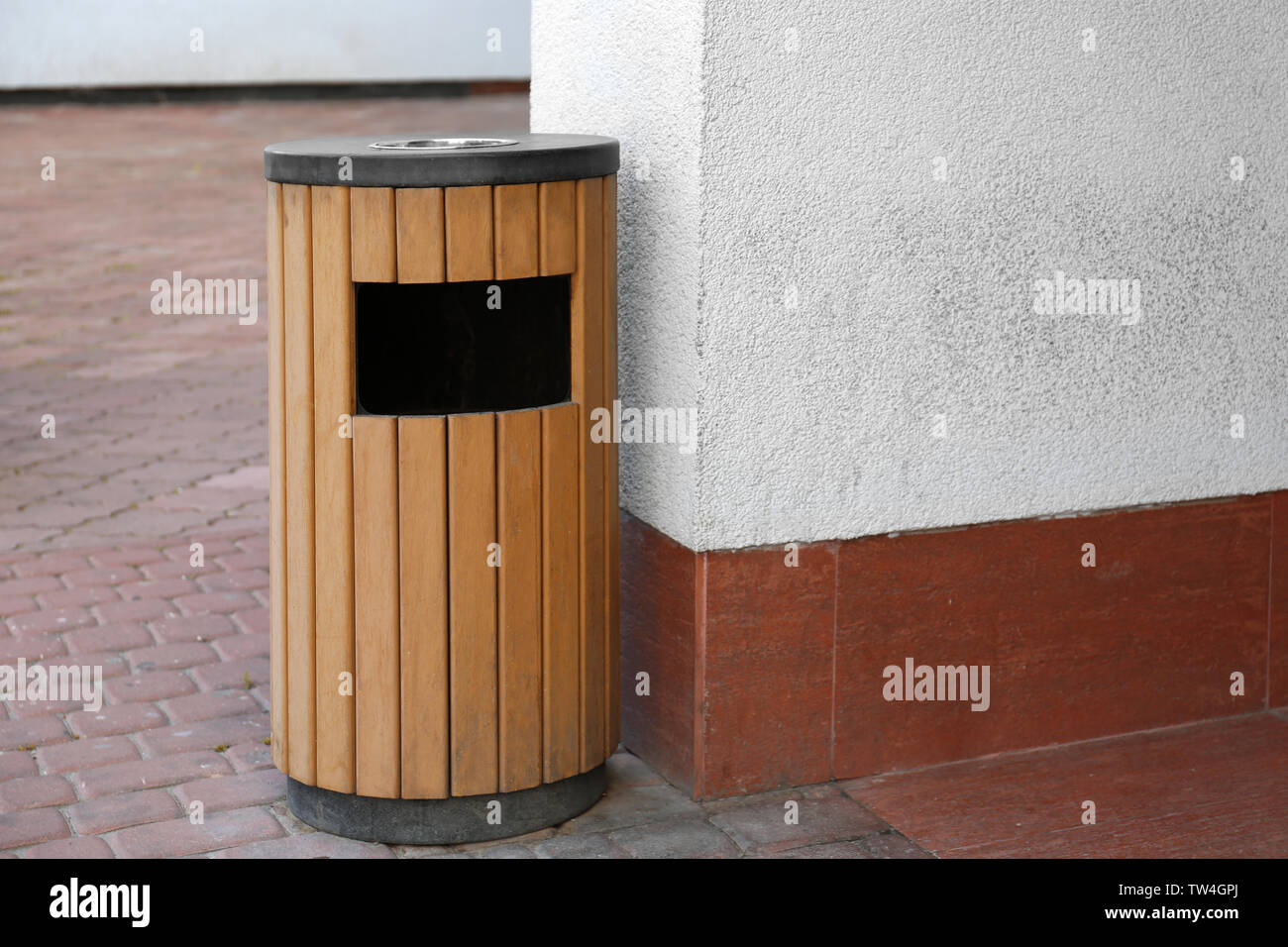 Modern garbage bin outdoors Stock Photo - Alamy