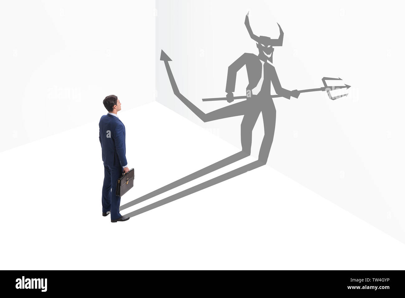 Devil hiding in the businessman - alter ego concept Stock Photo - Alamy