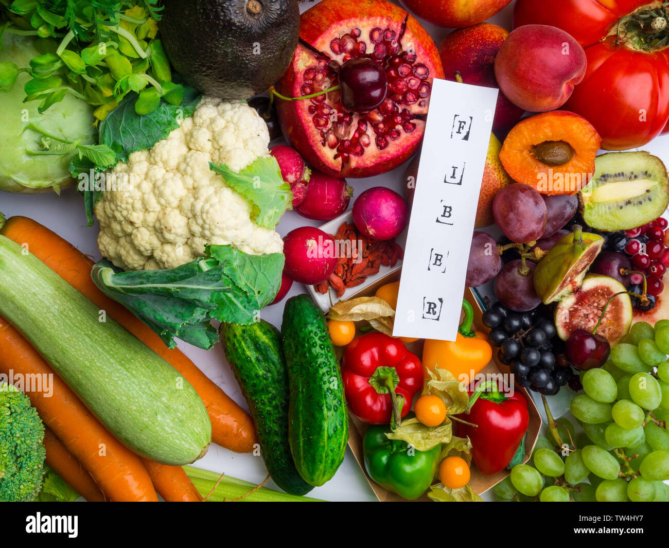 Products rich in fiber. Healthy diet food. Top view Stock Photo - Alamy