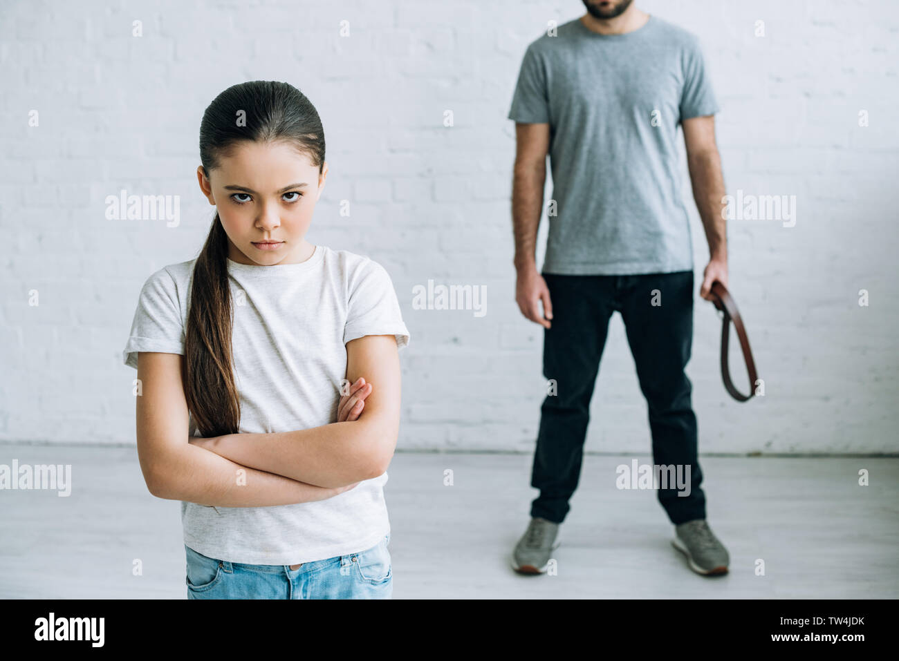 Cropped view father belt hi-res stock photography and images - Alamy