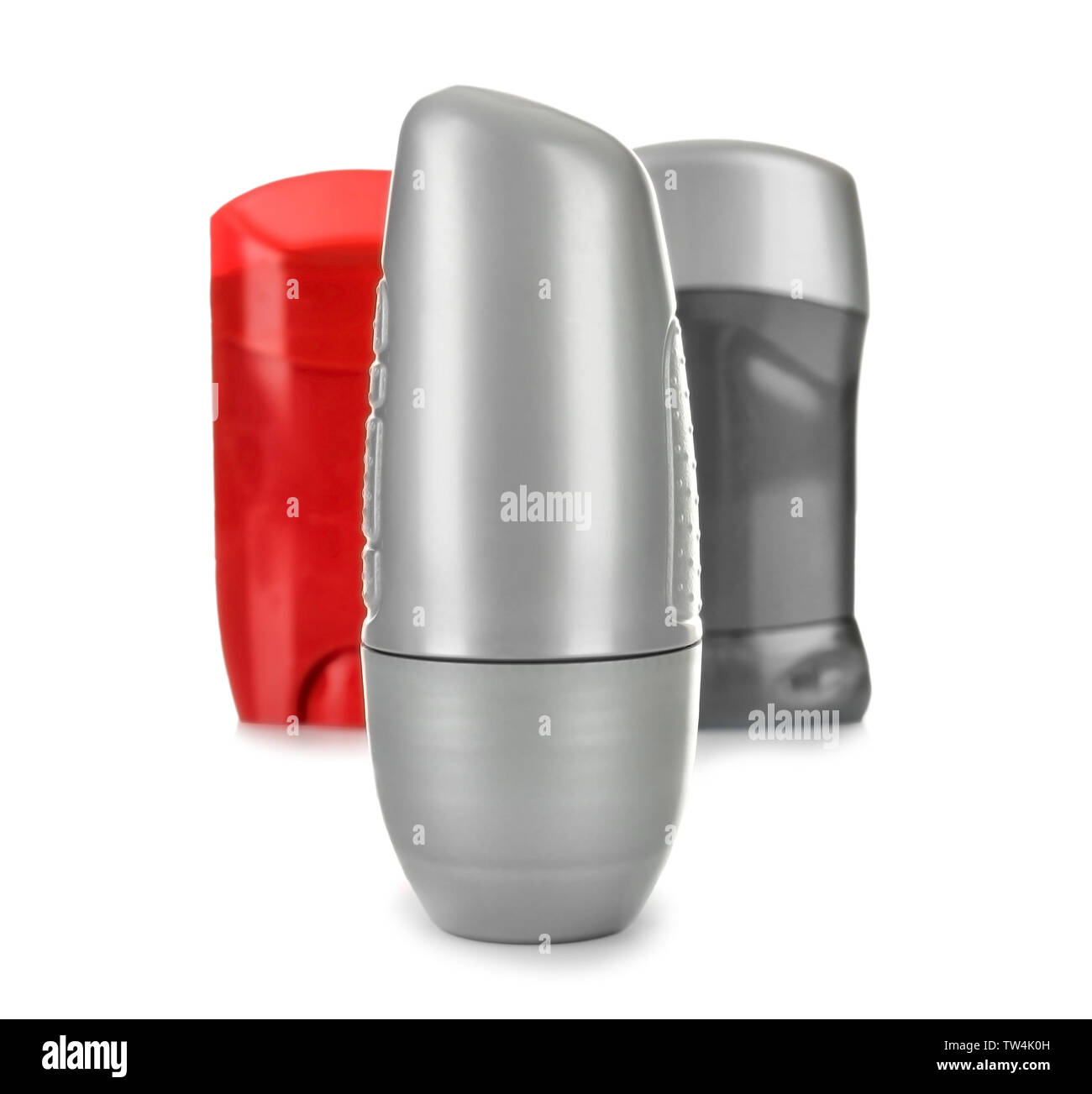 Deodorants on white background Stock Photo - Alamy