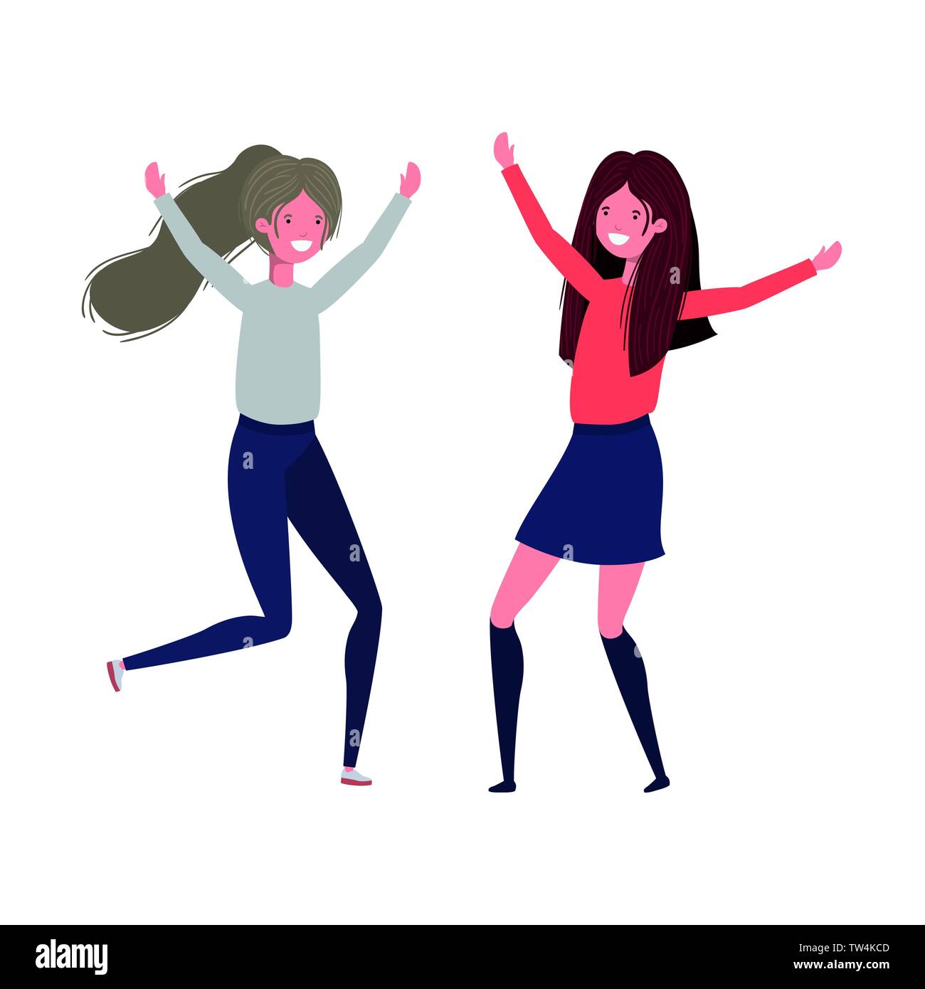 Ladies dancing cartoon Cut Out Stock Images & Pictures - Alamy