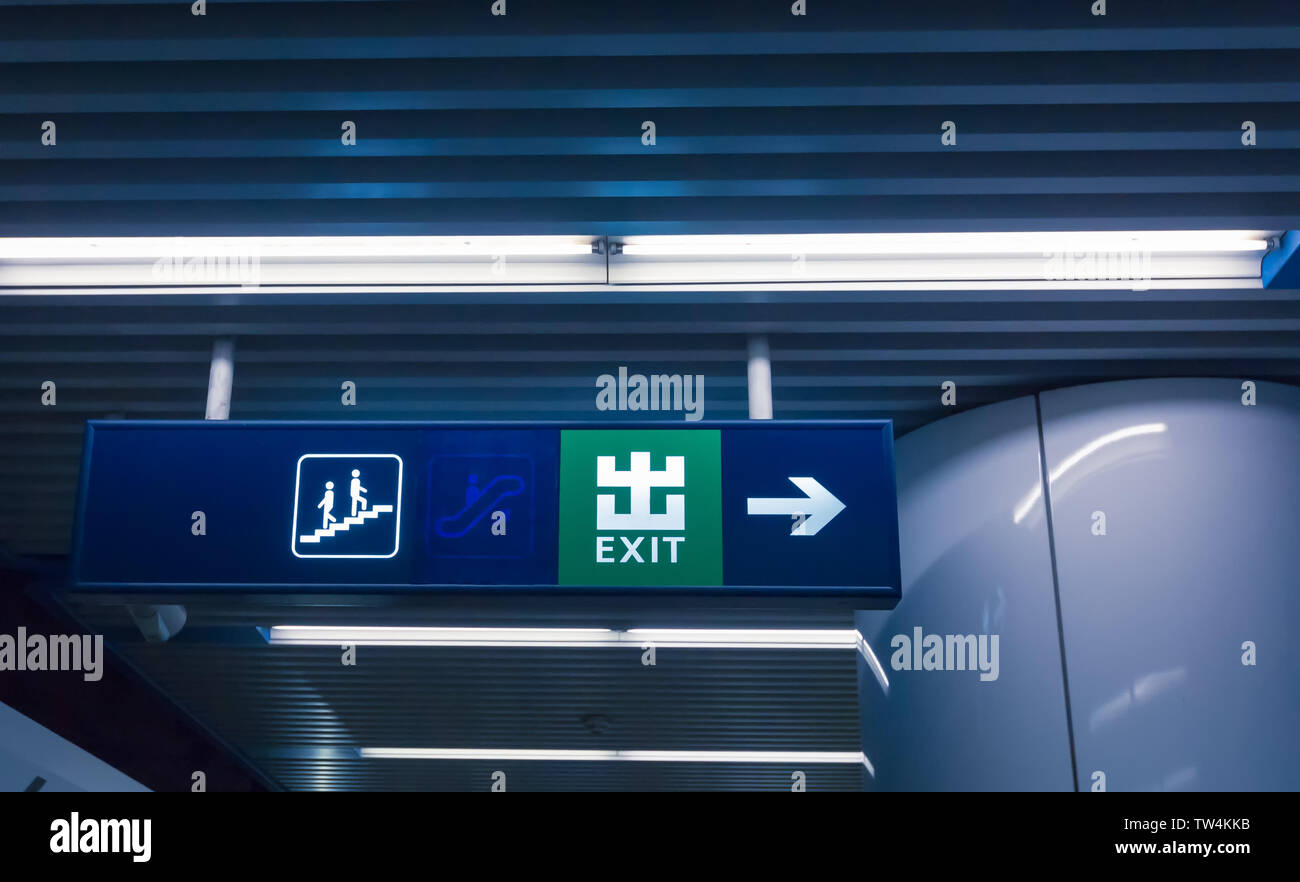 Metro station exit signs Stock Photo - Alamy