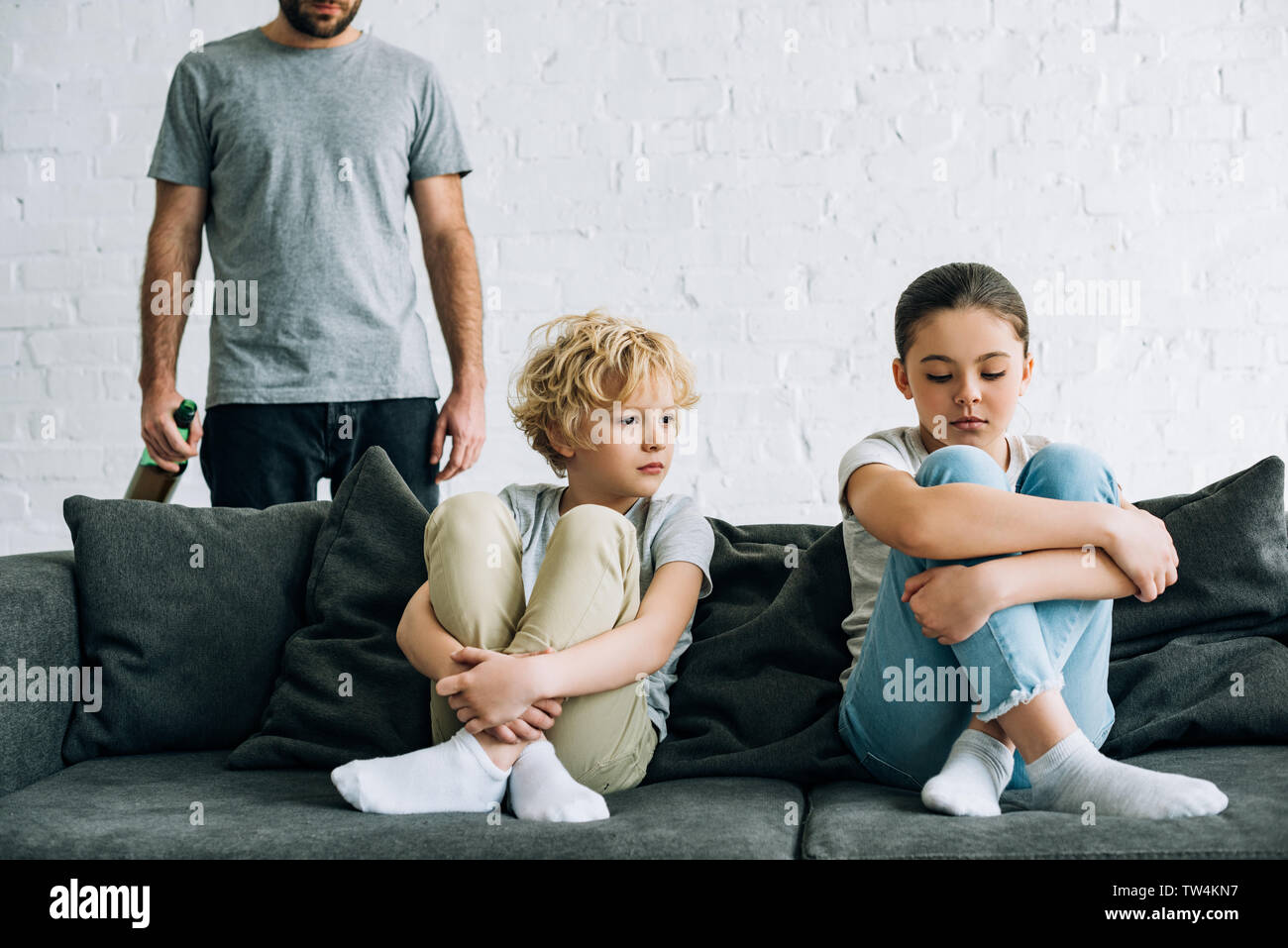Man alcoholic with children hi-res stock photography and images - Alamy