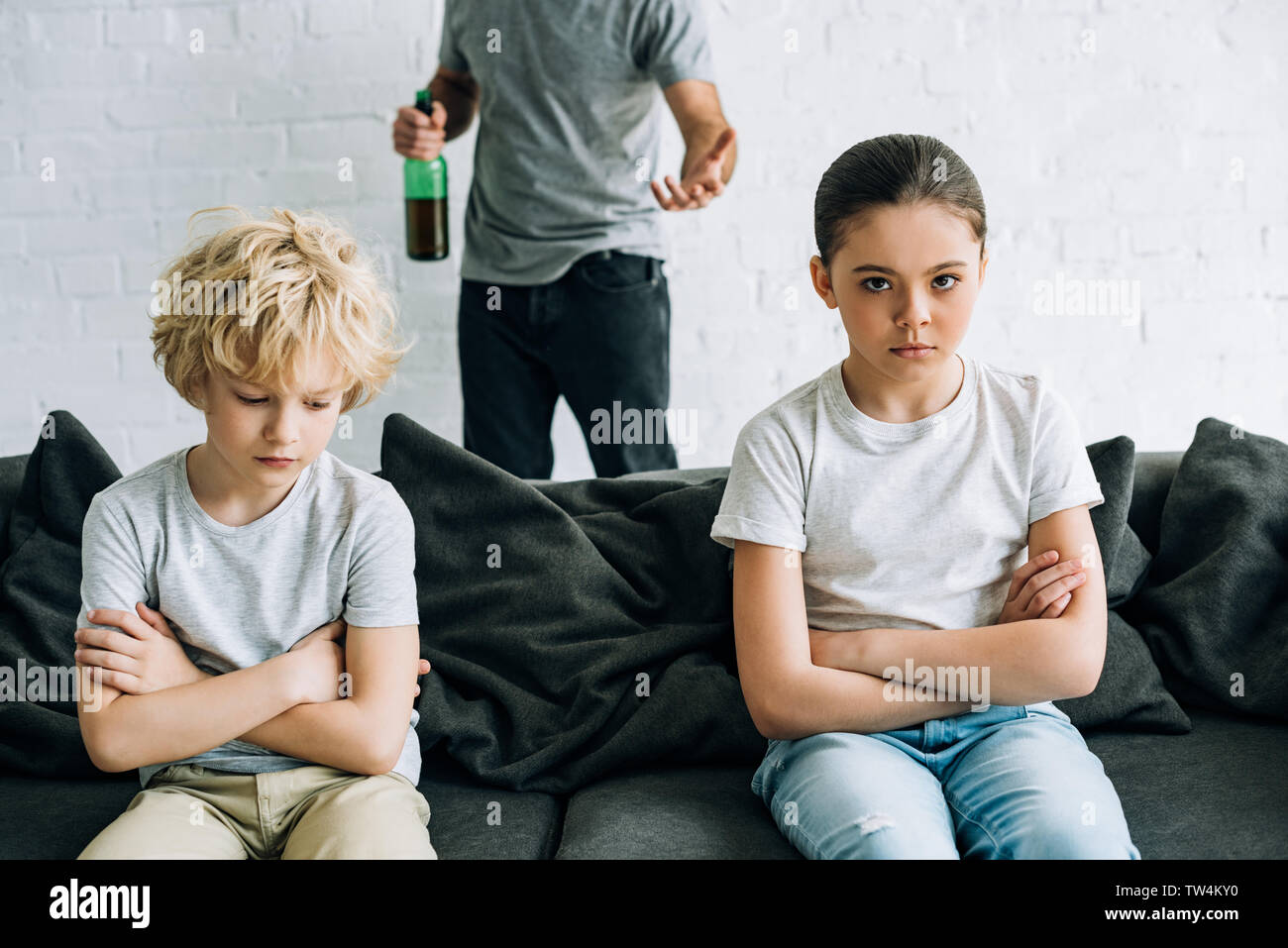 Man alcoholic with children hi-res stock photography and images - Alamy