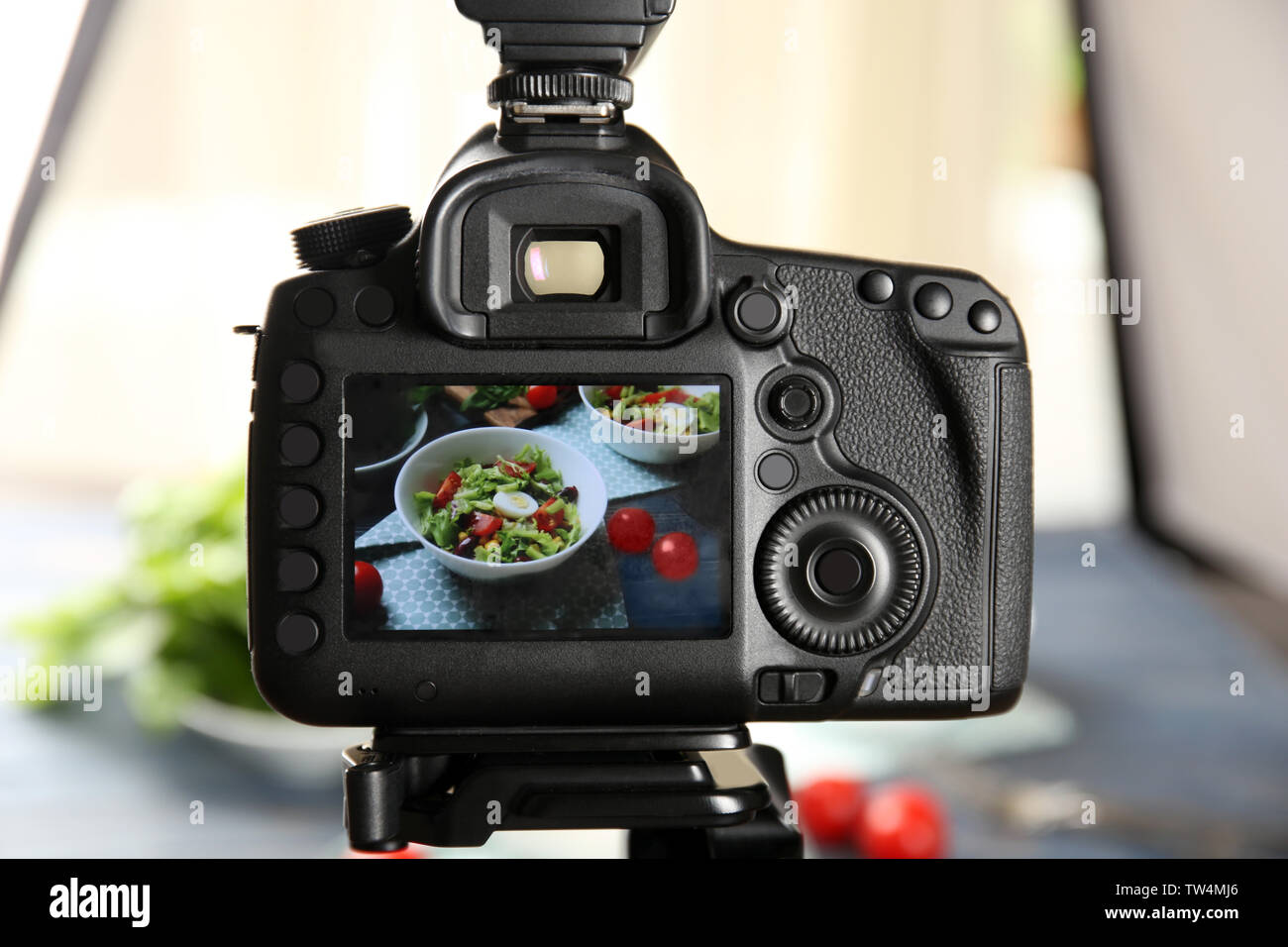 Professional camera during food photographing Stock Photo - Alamy