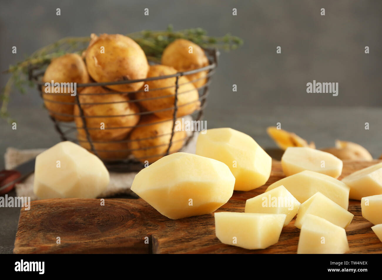 Raw peeled early potato on hi-res stock photography and images - Alamy