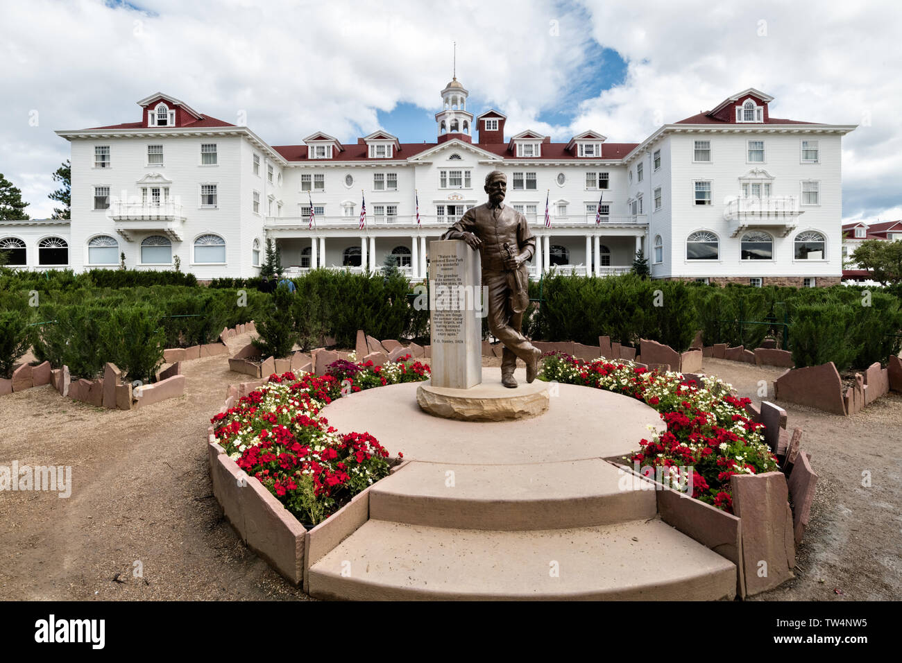 Statue of Freelan Oscar Stanley, inventor of the Stanley Steamer and ...