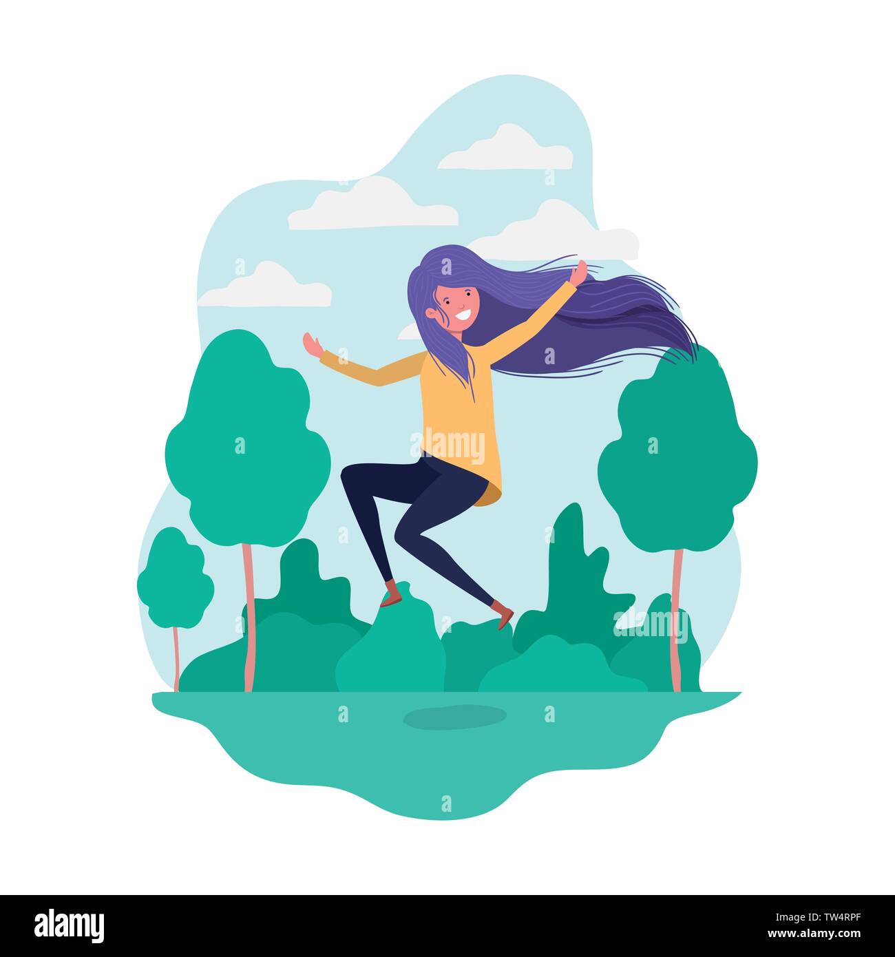 dancing woman in landscape of background Stock Vector Image & Art - Alamy